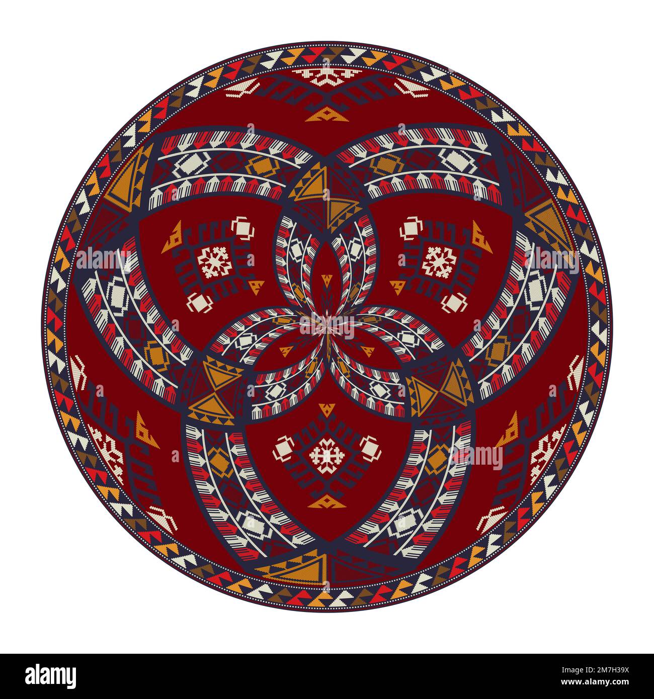 Traditional Kilim round decorative element, vector template Stock ...