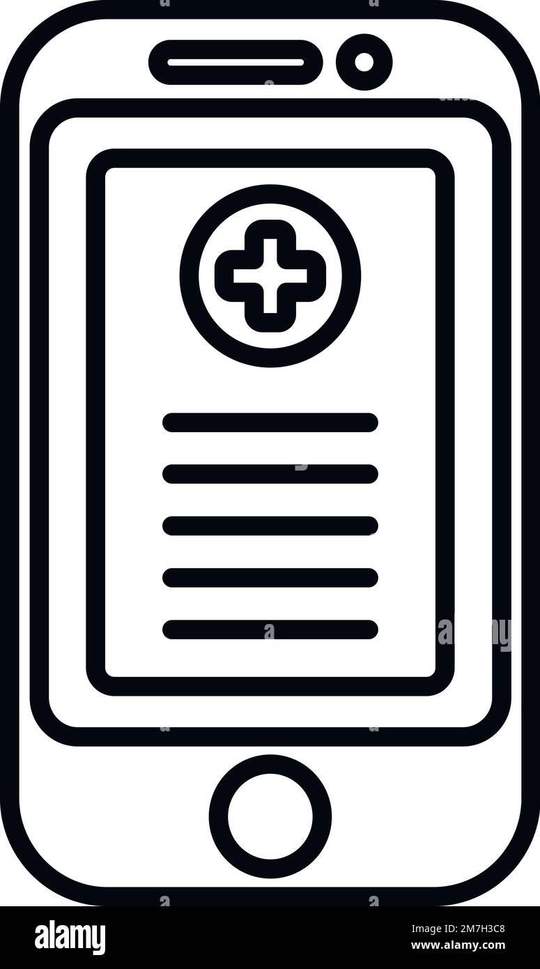 Smartphone medical report icon outline vector. Patient health. Computer ...