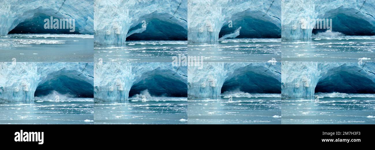 Glacier bay calving event caught in a sequence of photos Stock Photo ...