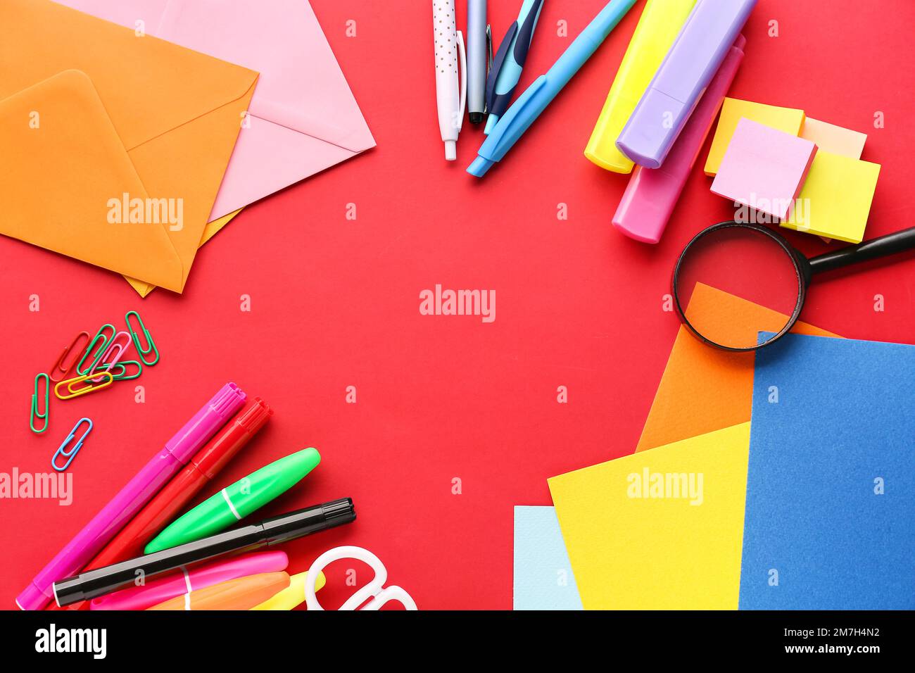 Frame made different stationery hi-res stock photography and images - Alamy