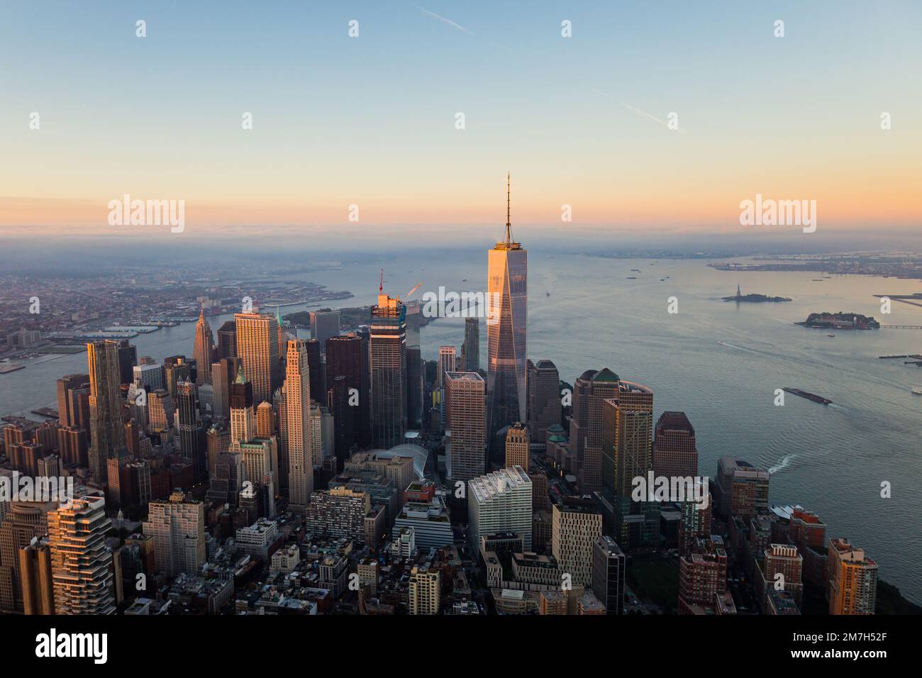 Freedom Tower Manhattan Skyline NYC Aerial Photography Stock Photo - Alamy