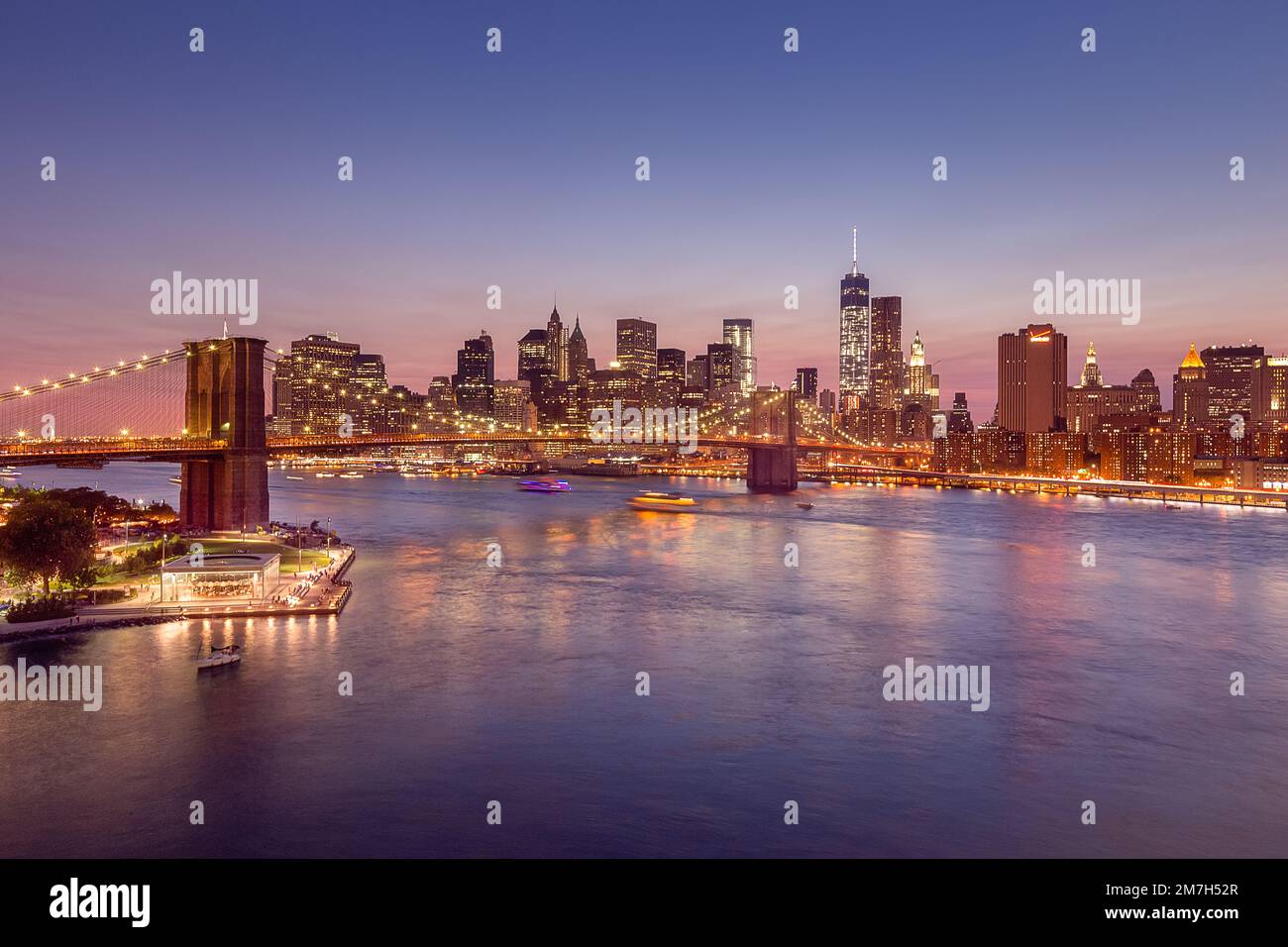 East River Manhattan New York City Skyline at Night Stock Photo - Alamy
