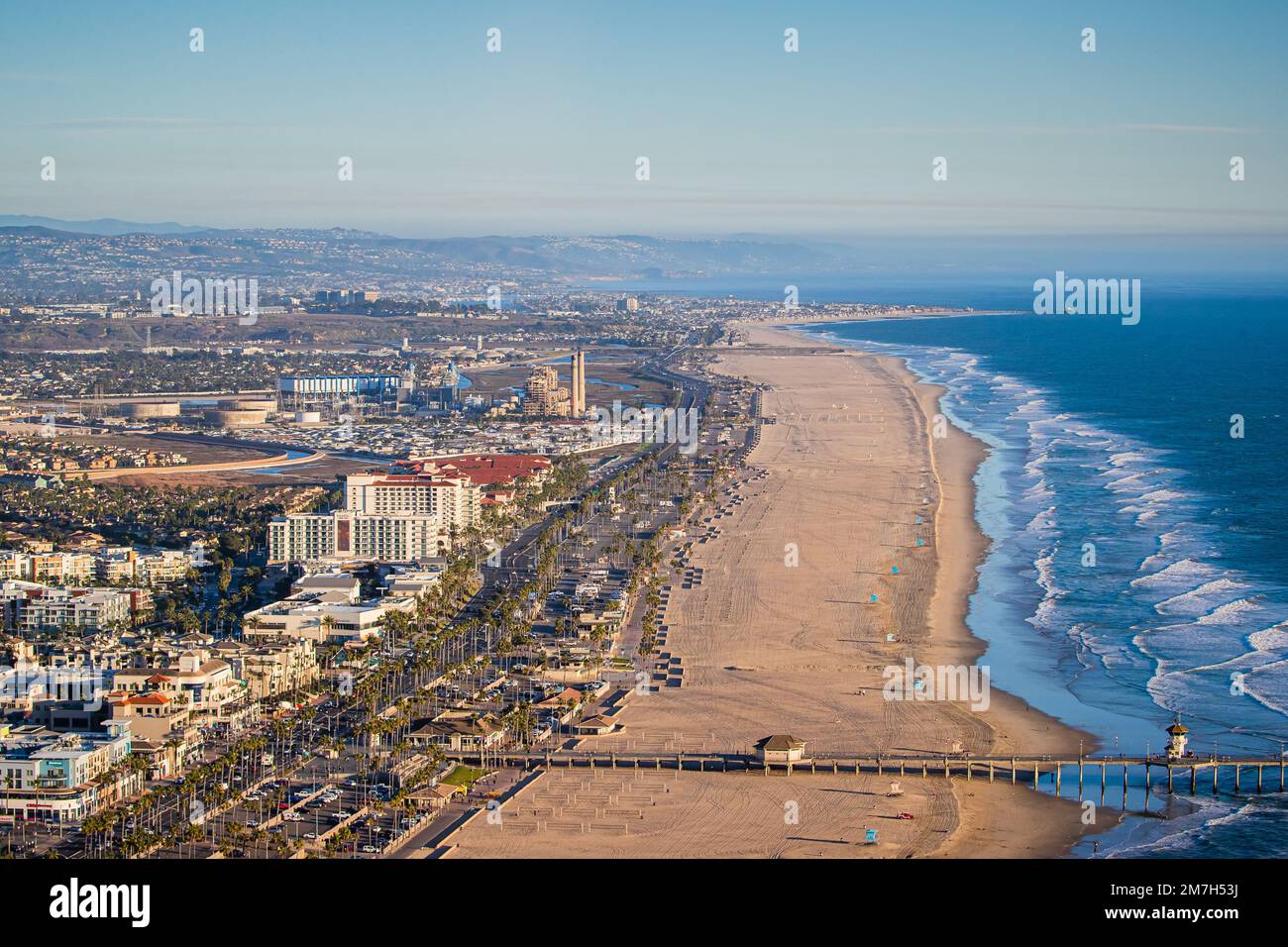 Huntington Beach & AES Power Station Aerial Photography Stock Photo - Alamy
