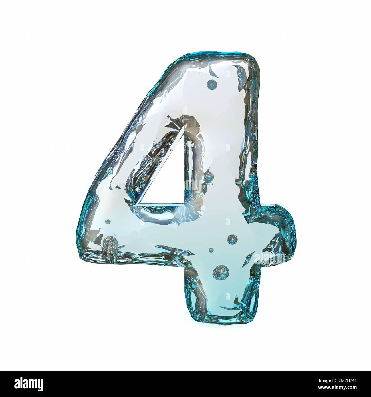 Blue ice font Number 4 FOUR 3D rendering illustration isolated on white ...