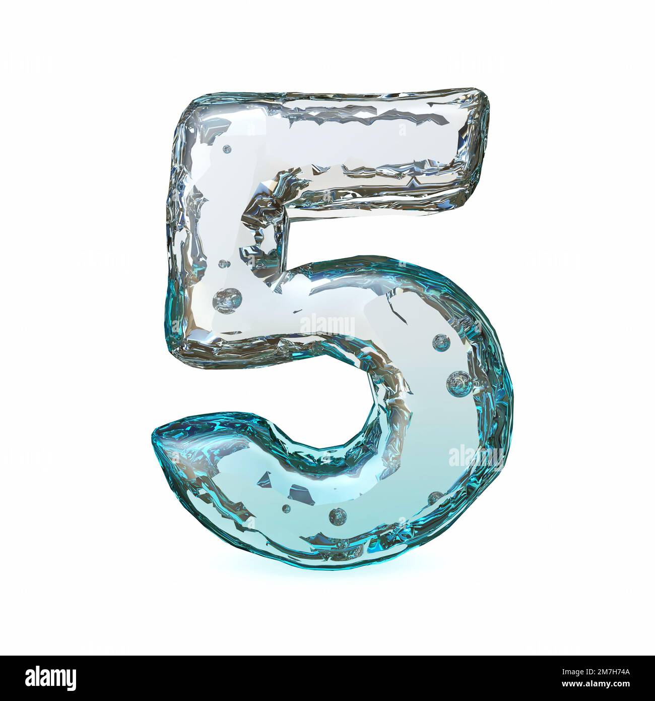 Blue ice font Number 5 FIVE 3D rendering illustration isolated on white ...