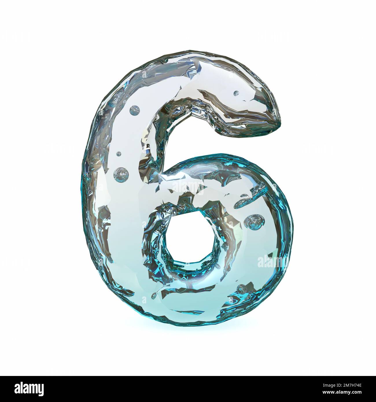 Blue ice font Number 6 SIX 3D rendering illustration isolated on white ...