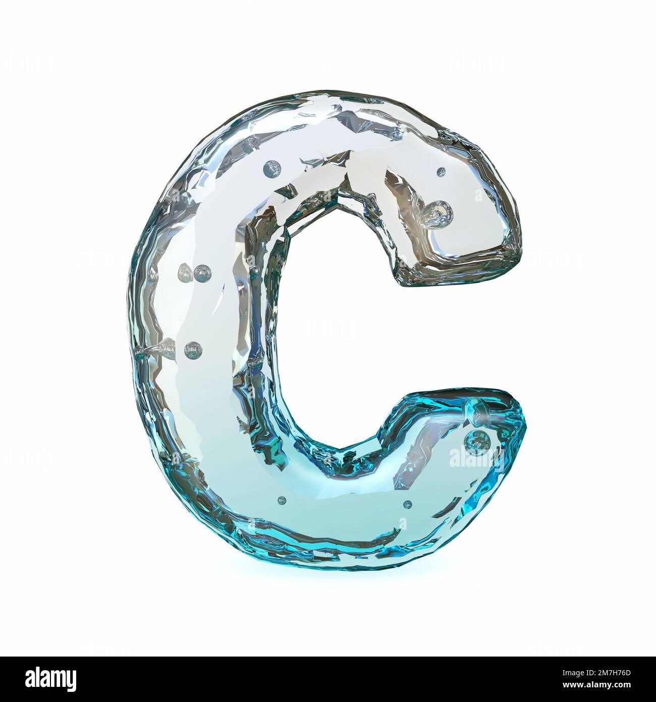 Blue ice font Letter C 3D rendering illustration isolated on white ...