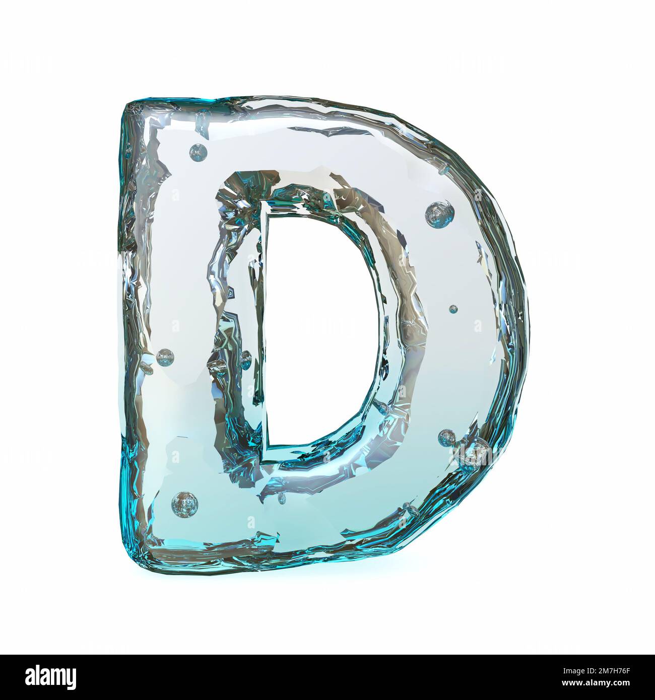 Blue ice font Letter D 3D rendering illustration isolated on white ...