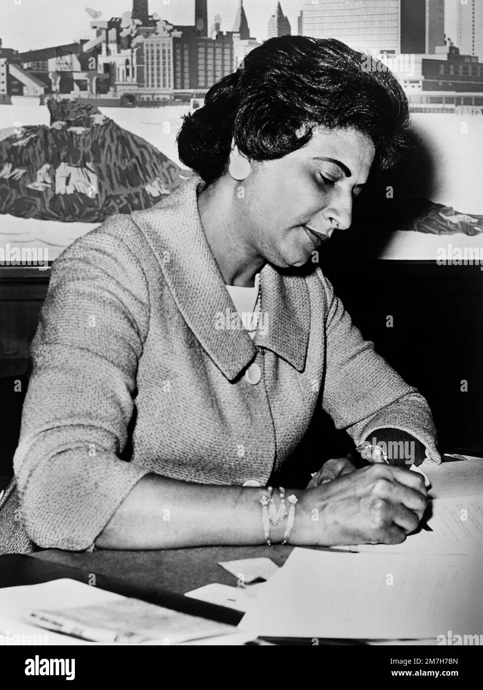 Constance B. Motley, signing documents shortly after becoming Borough ...