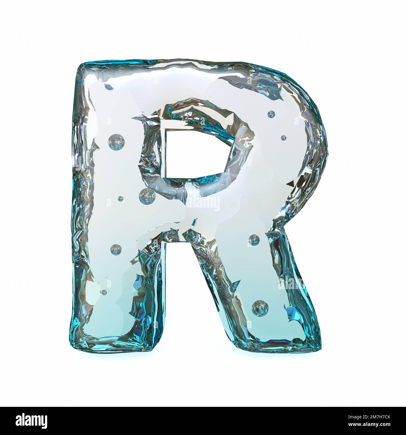 Blue ice font Letter R 3D rendering illustration isolated on white ...