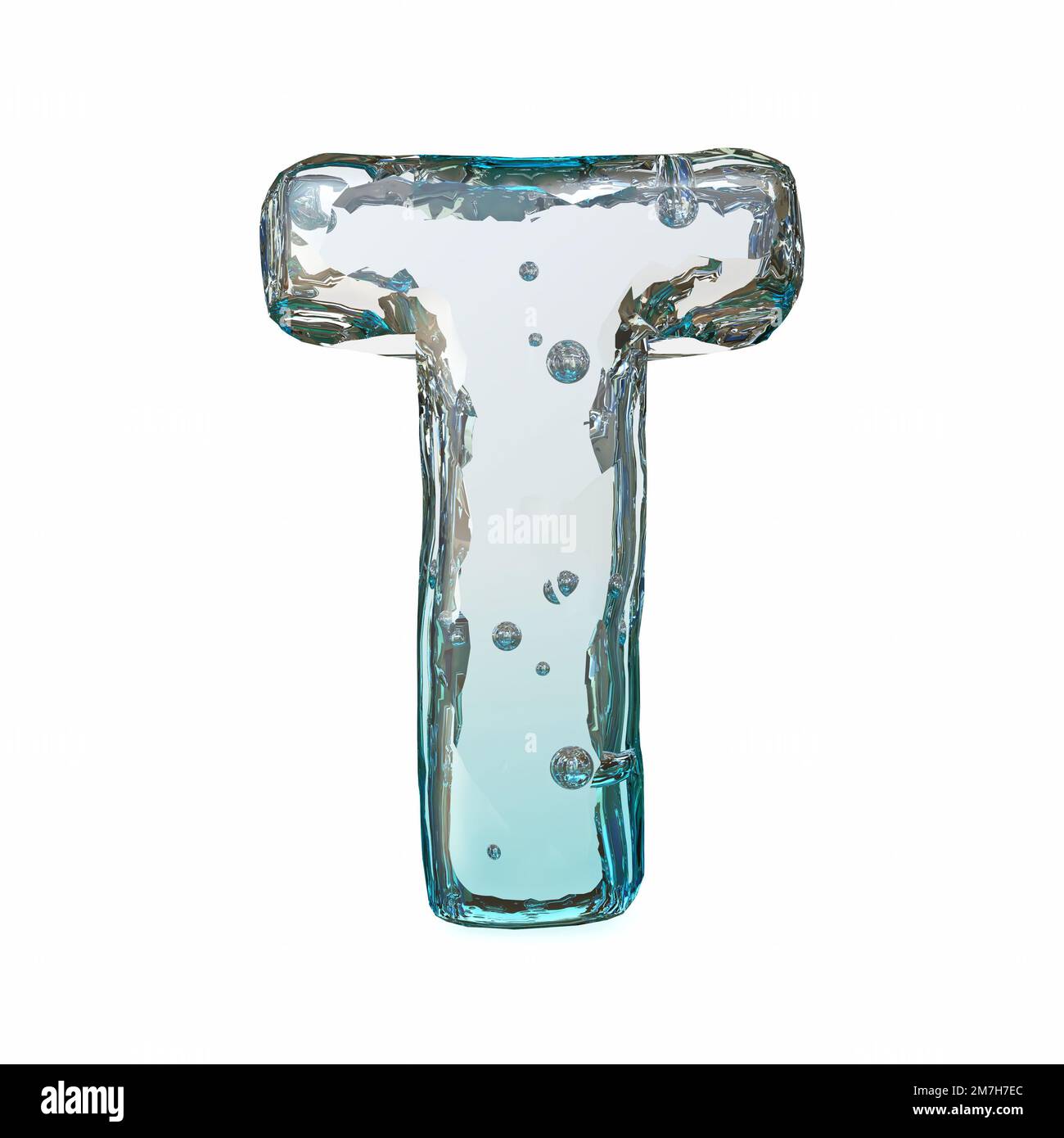 Blue ice font Letter T 3D rendering illustration isolated on white background Stock Photo - Alamy