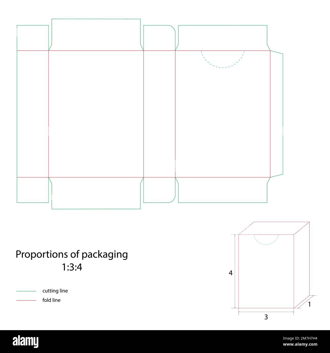 Die-cutting of packaging with cut and fold lines. Vector Stock Vector ...