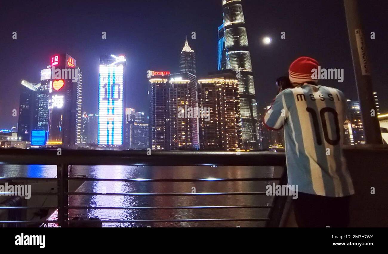 SHANGHAI, CHINA - JANUARY 8, 2023 - Lionel Messi logs on to the giant ...