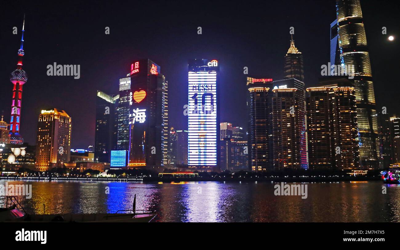 SHANGHAI, CHINA - JANUARY 8, 2023 - Lionel Messi logs on to the giant ...
