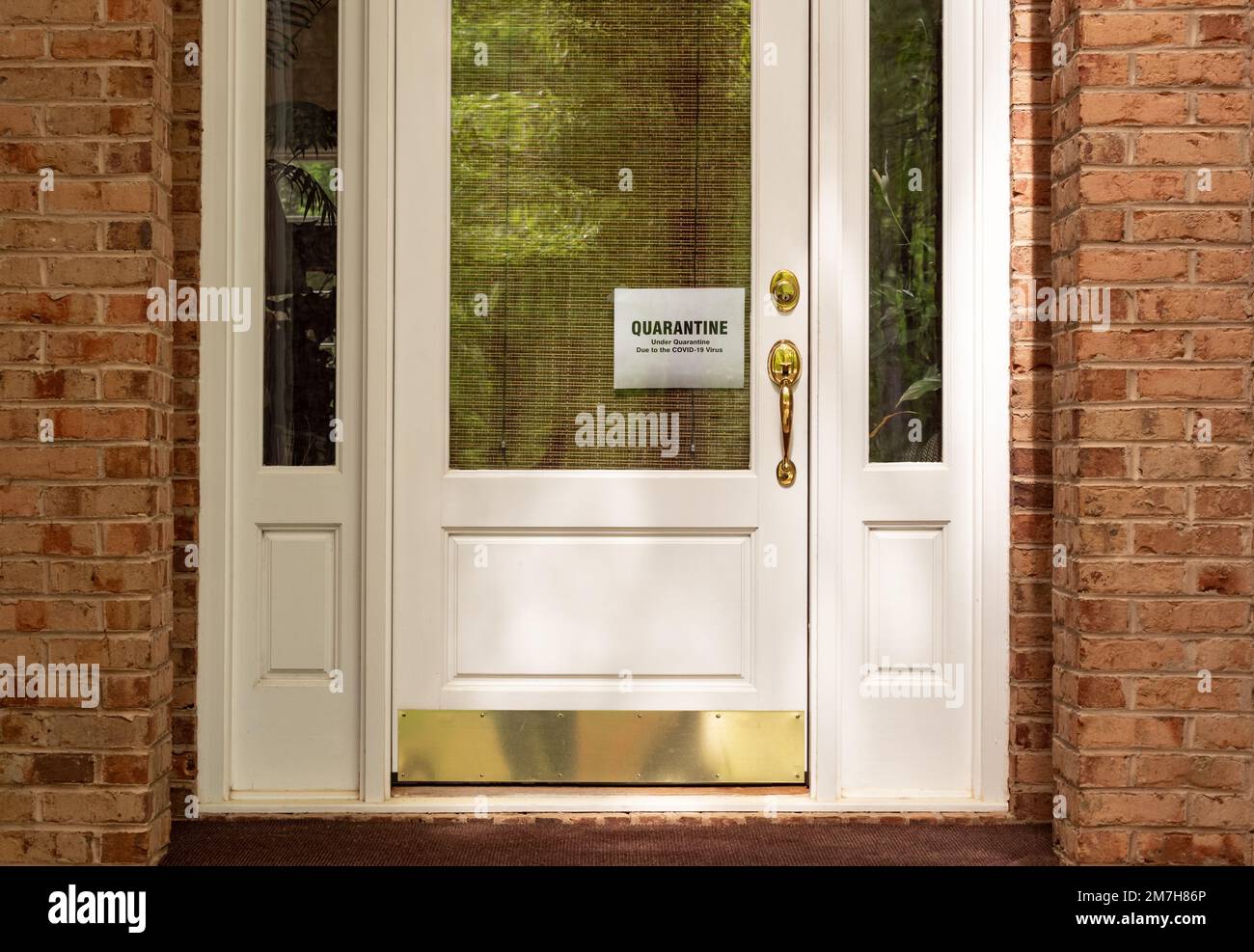 Coronavirus pandemic notice. Man hangs Covid-19 virus self quarantine ...