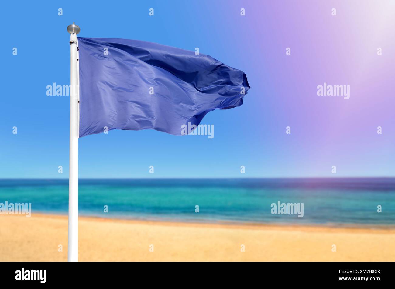 The blue flag is an international award for beaches and marinas Stock ...