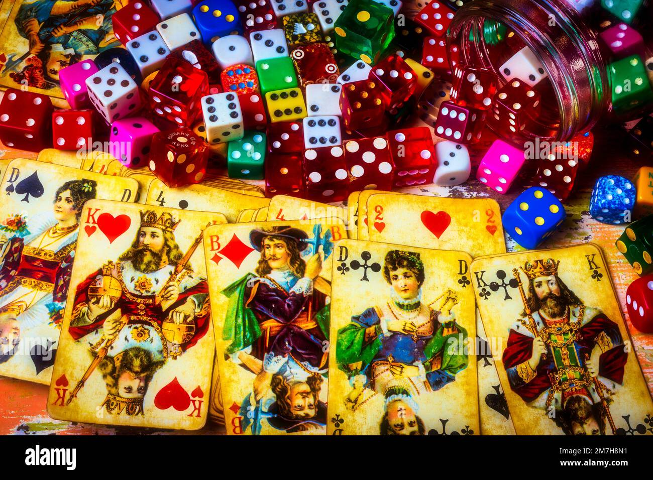 Old Playing Cards And Dice Stock Photo - Alamy