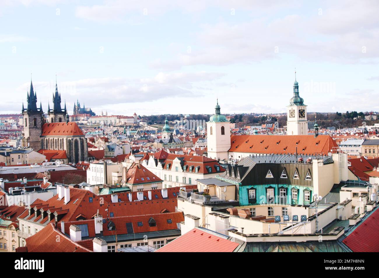 The beautiful cityscape of Prague with traditional architecture in ...