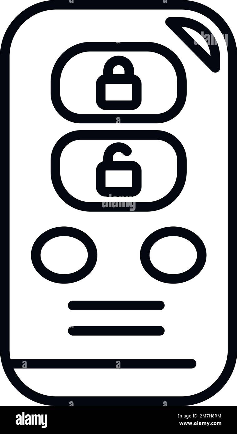 Smart car key icon outline vector. Vehicle button. Lock service Stock ...