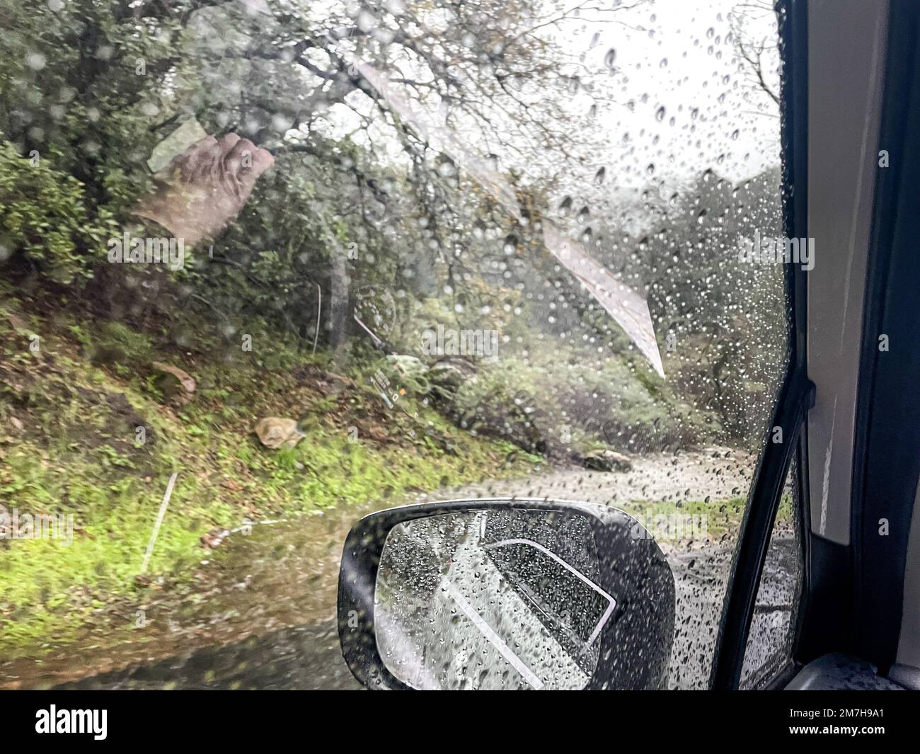 Santa Barbara, California, U.S.A. 9th Jan, 2023. Rain on window of car ...