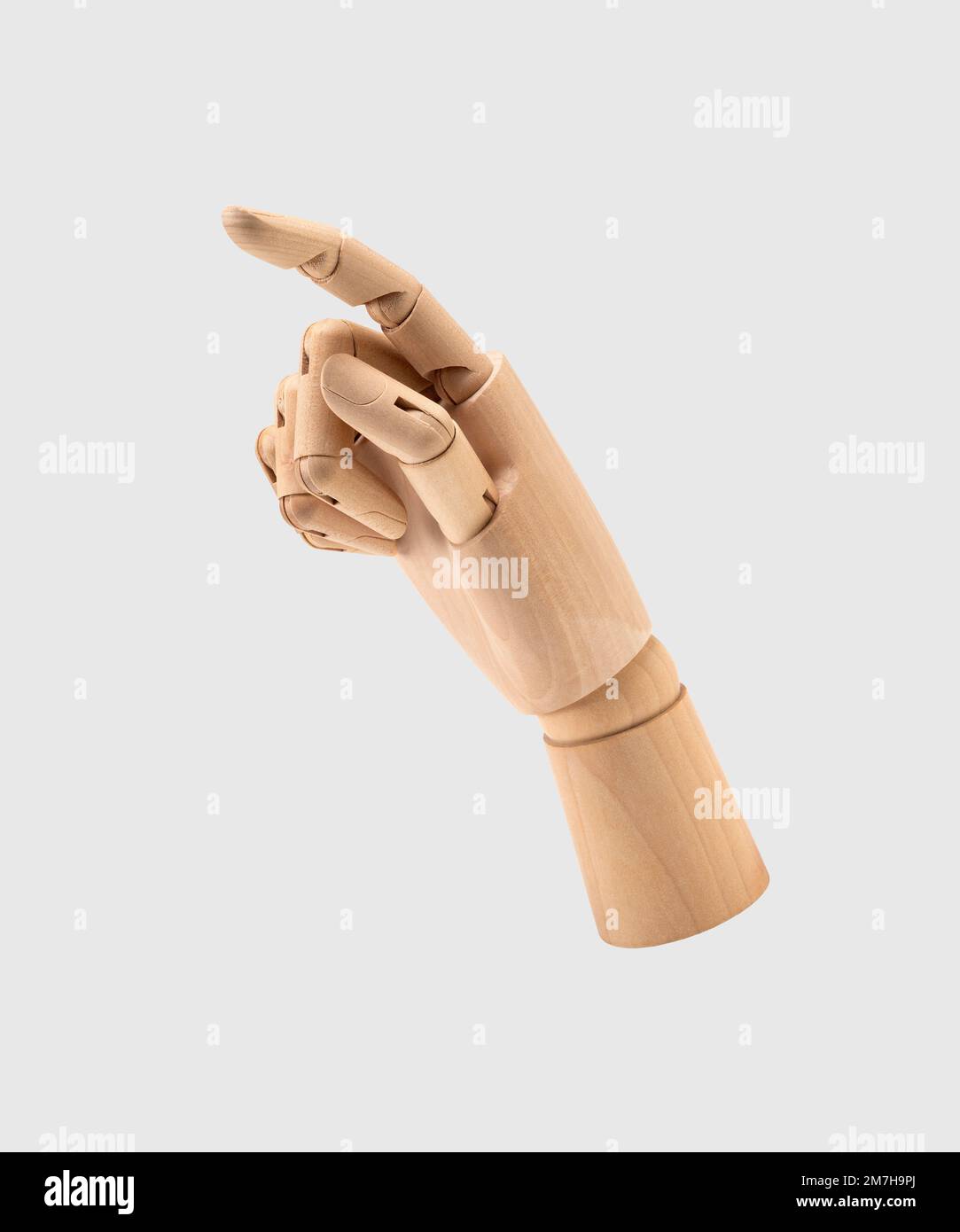 Wooden mannequin hand on white background. Wooden hand with posture of ...