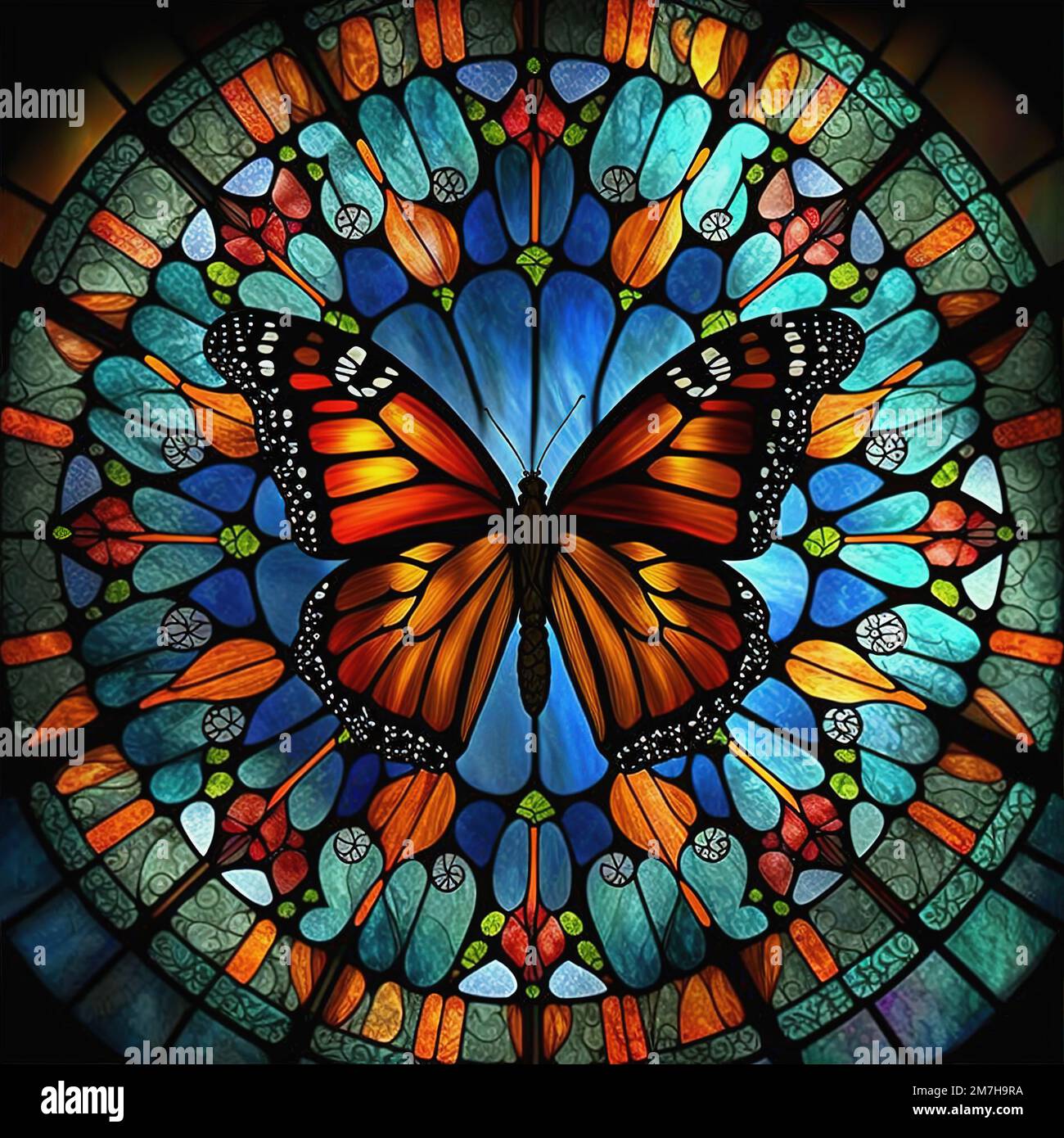 Butterfly window stained glass hi-res stock photography and images - Alamy