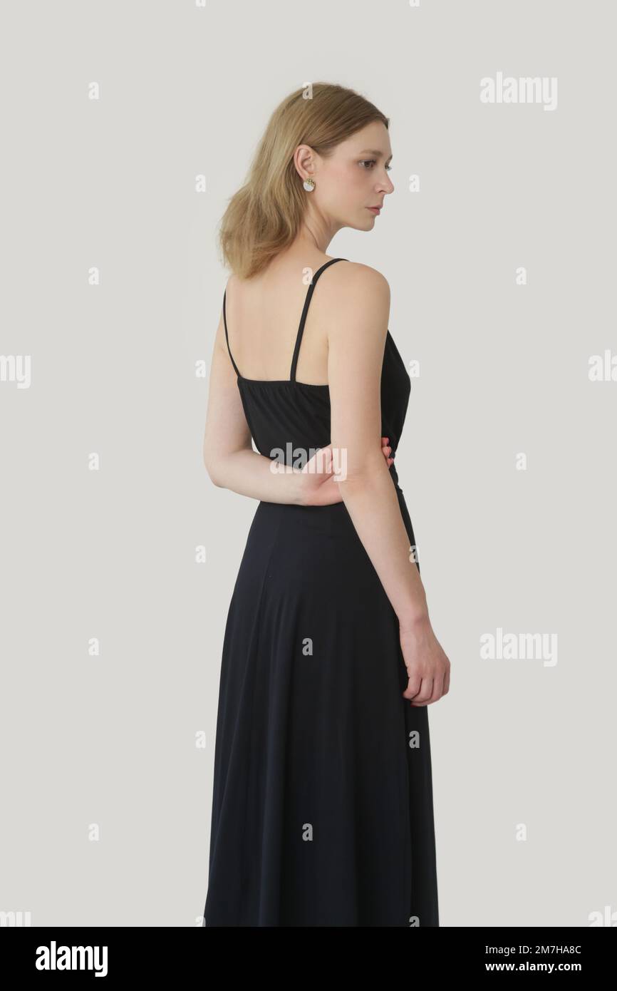 Serie of studio photos of young female model in comfortable yet stylish ...