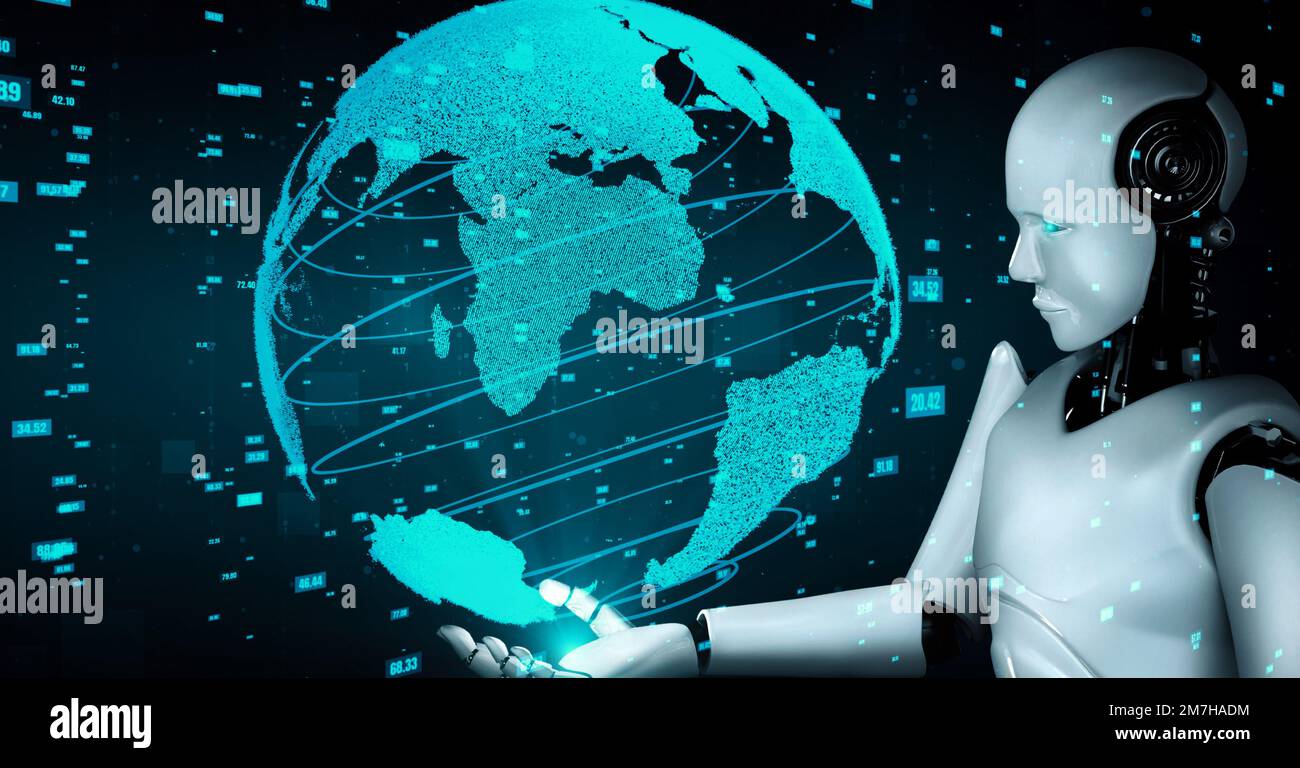 Futuristic robot artificial intelligence huminoid AI data analytic ...