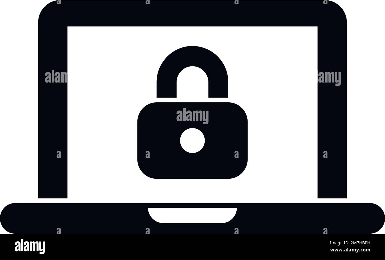 Secured laptop icon simple vector. Cipher data. Lock code Stock Vector ...