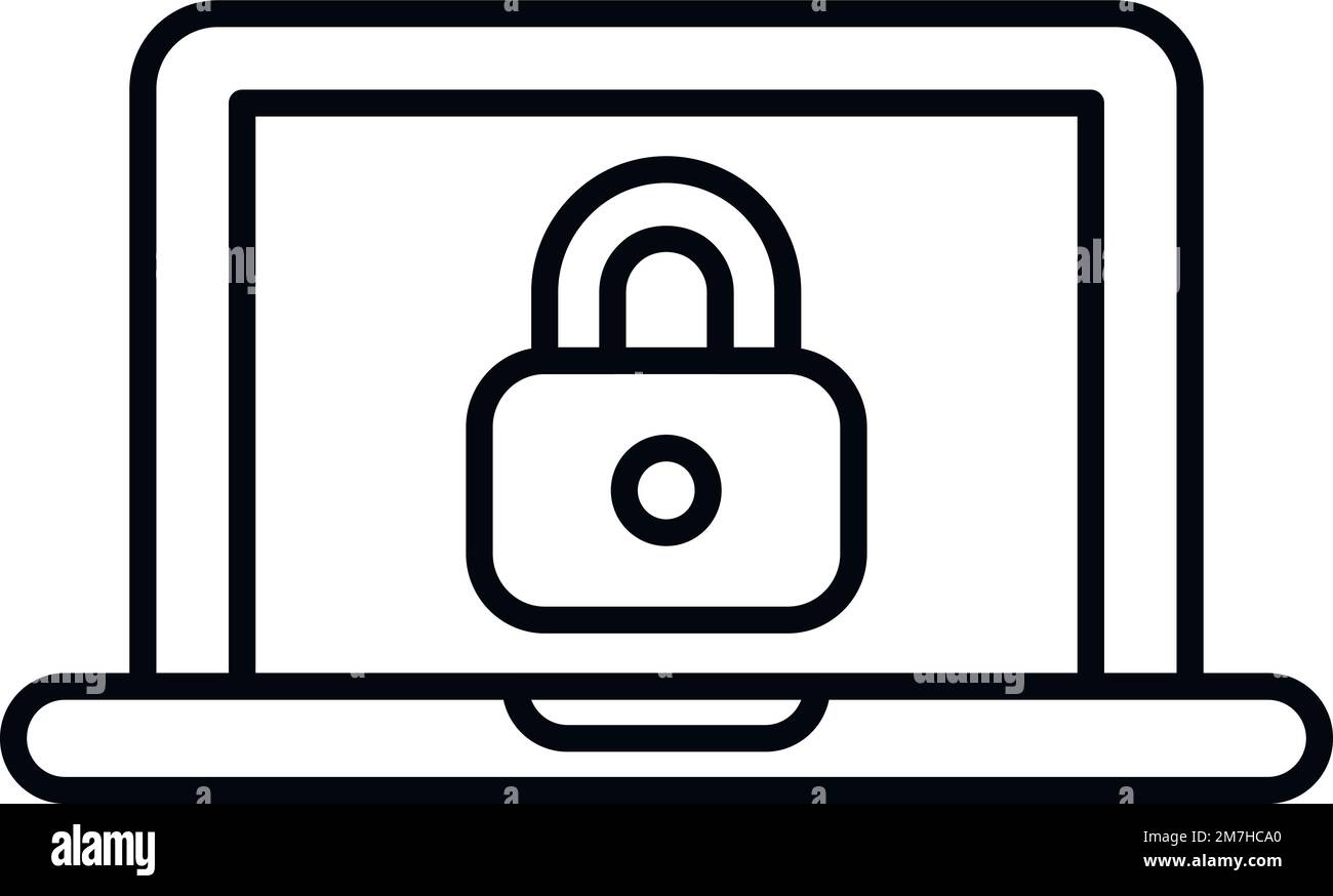 Secured laptop icon outline vector. Cipher data. Lock code Stock Vector ...