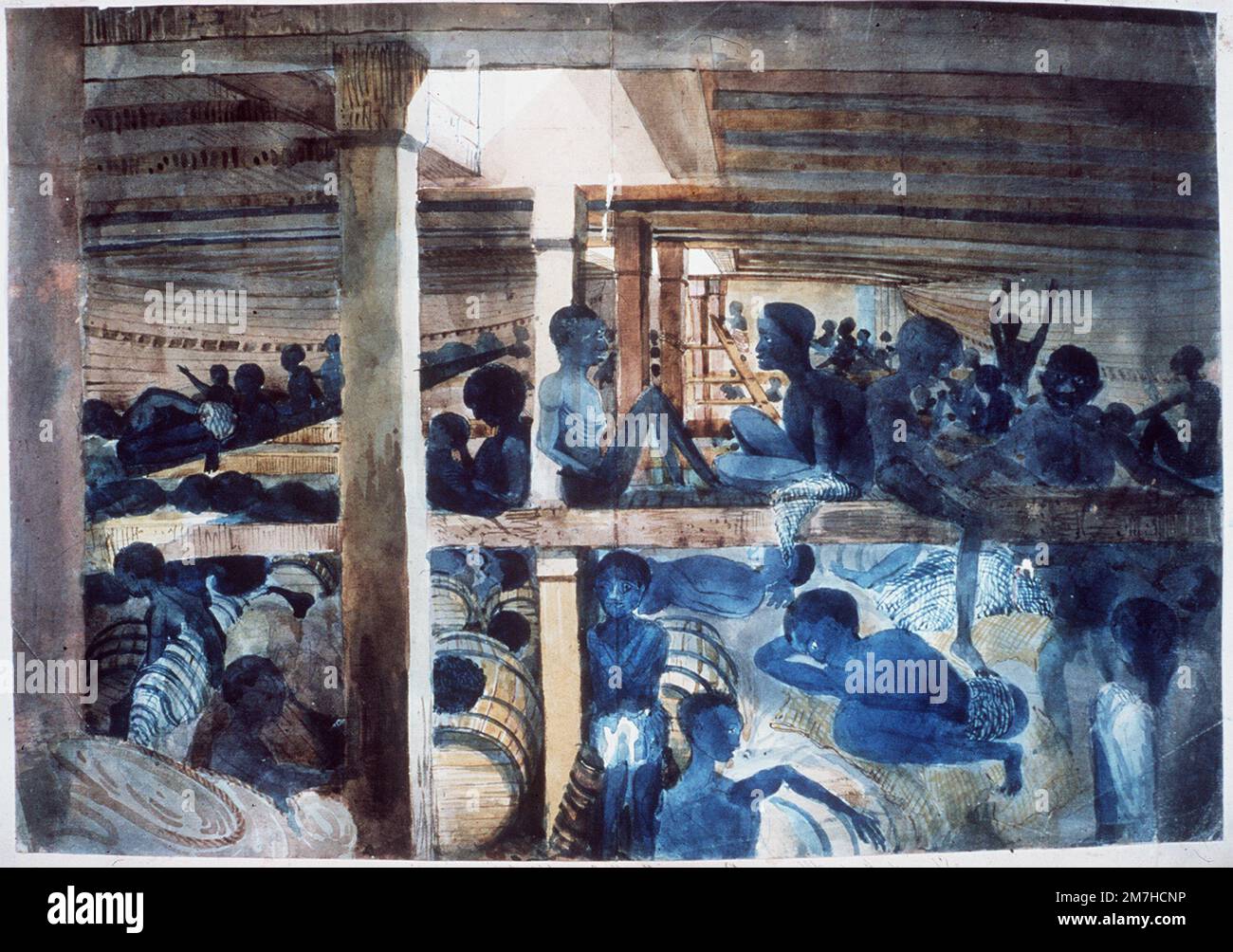 A watercolor shows Africans liberated by the British Navy from The ...