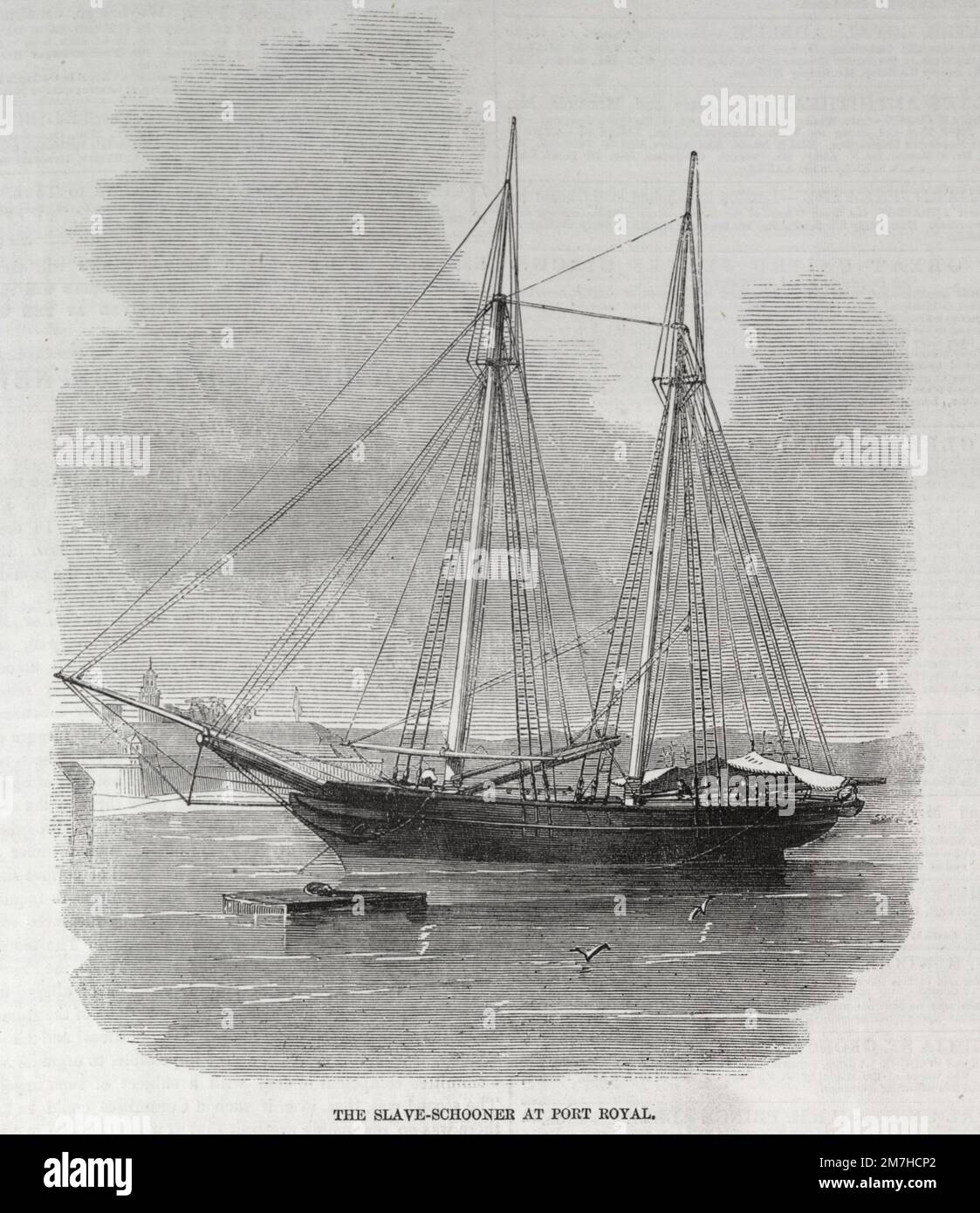 An illustration of the slave ship Zeldina at anchor at Port Royal in ...