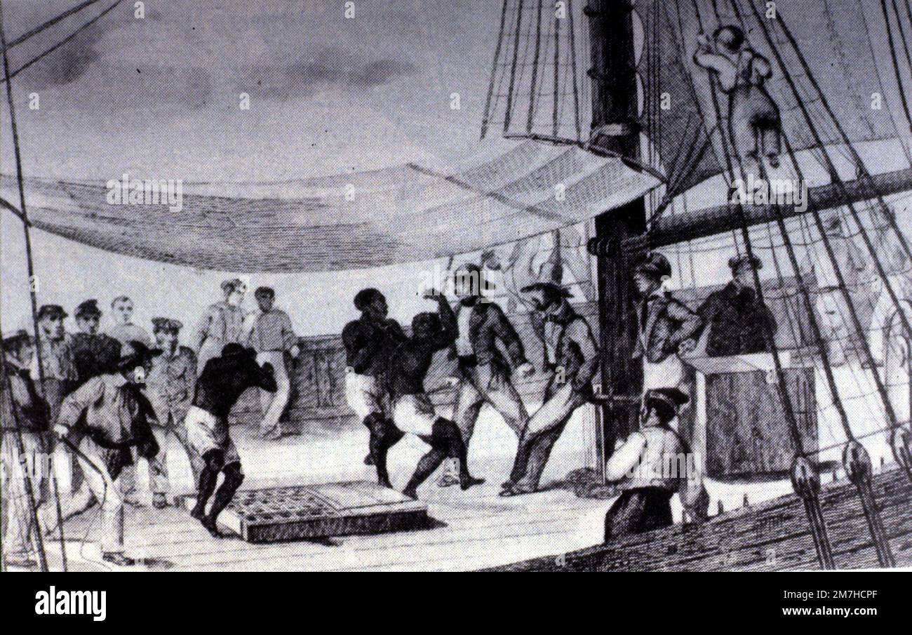 This illustration shows enslaved Africans being forced to dance on the ...