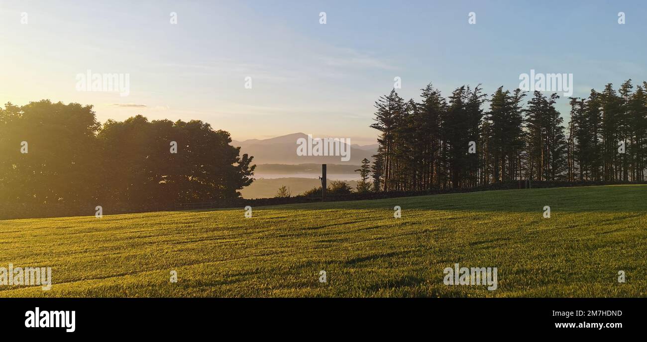 A beautiful landscape of green plains on a sunny morning Stock Photo ...