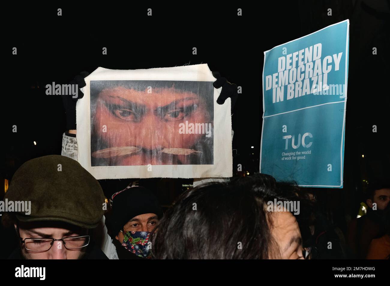London, UK. 9th January, 2022. Pro-democracy and anti-racism activists ...