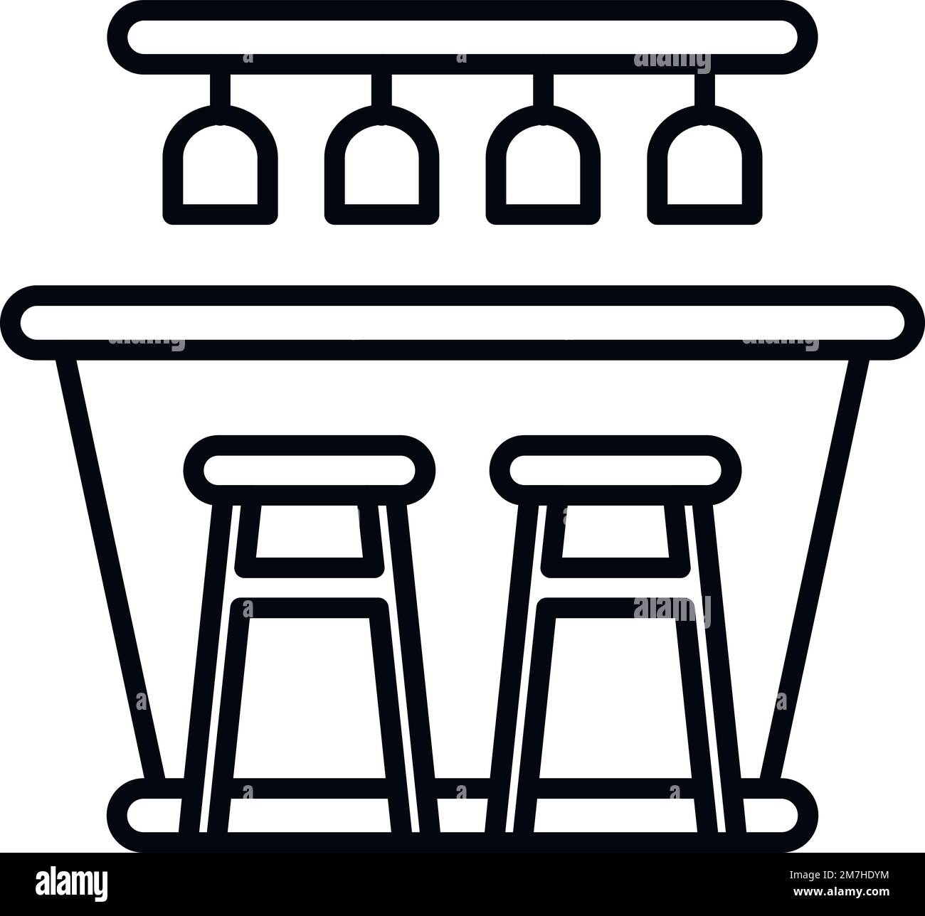 Wooden bar counter icon outline vector. Table cafe. Drink chair Stock ...