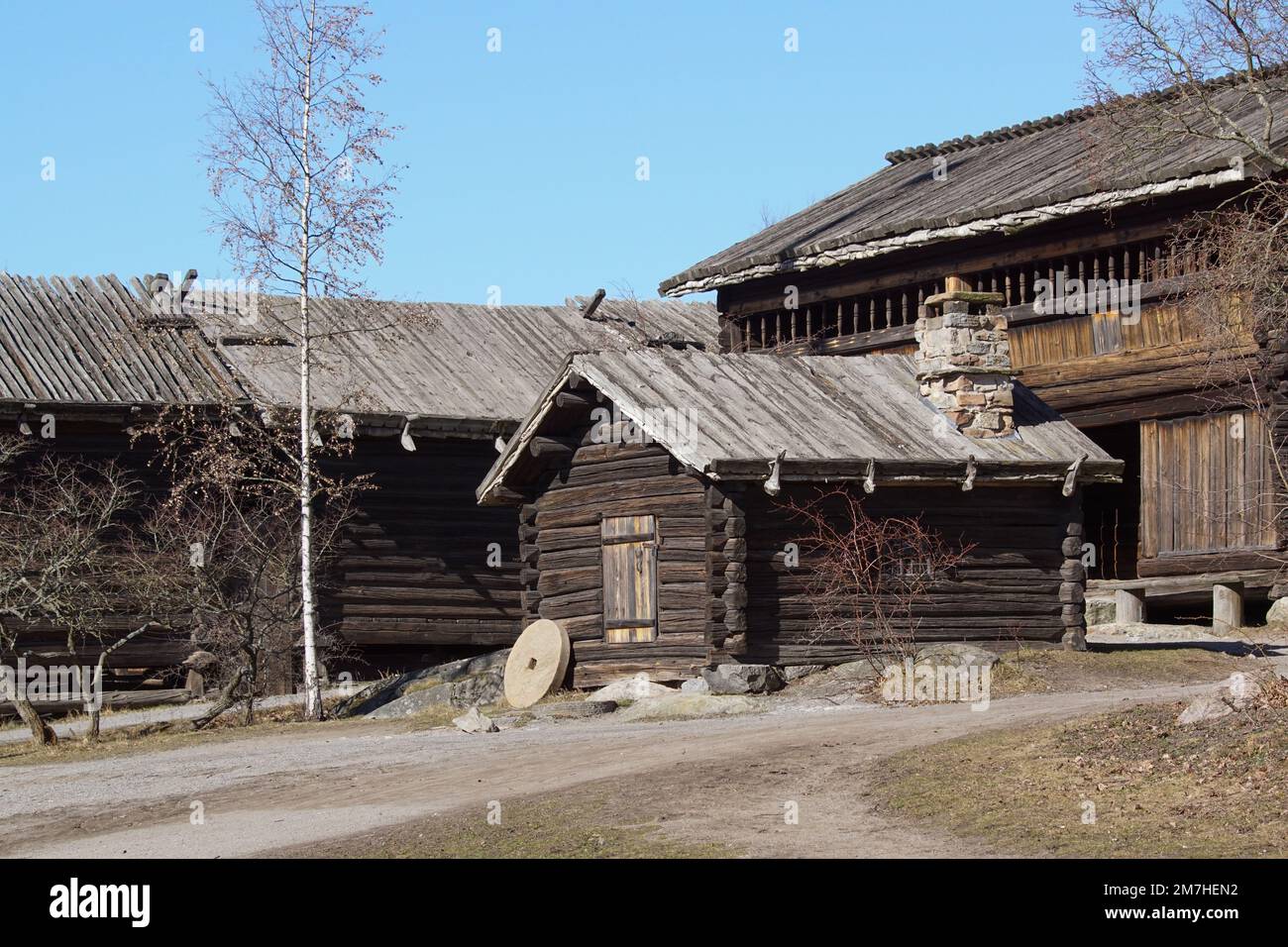 Old traditional wooden buildings during the spring Stock Photo - Alamy