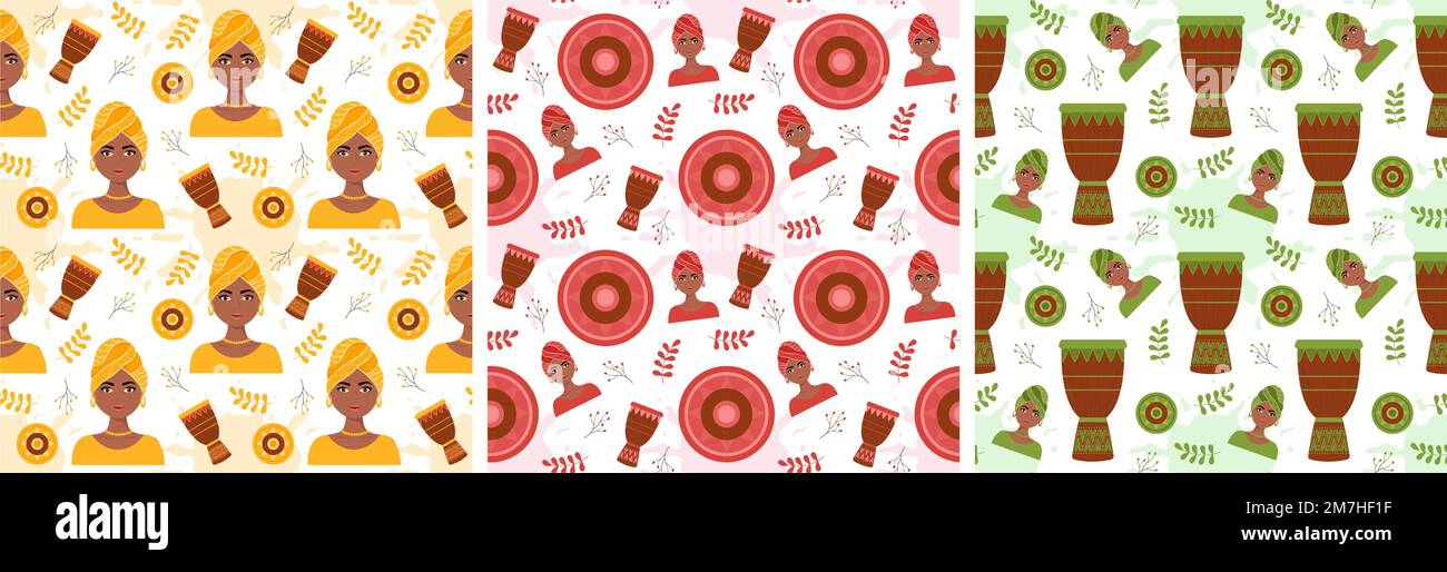 Black History Month Seamless Pattern of African American Holiday in ...