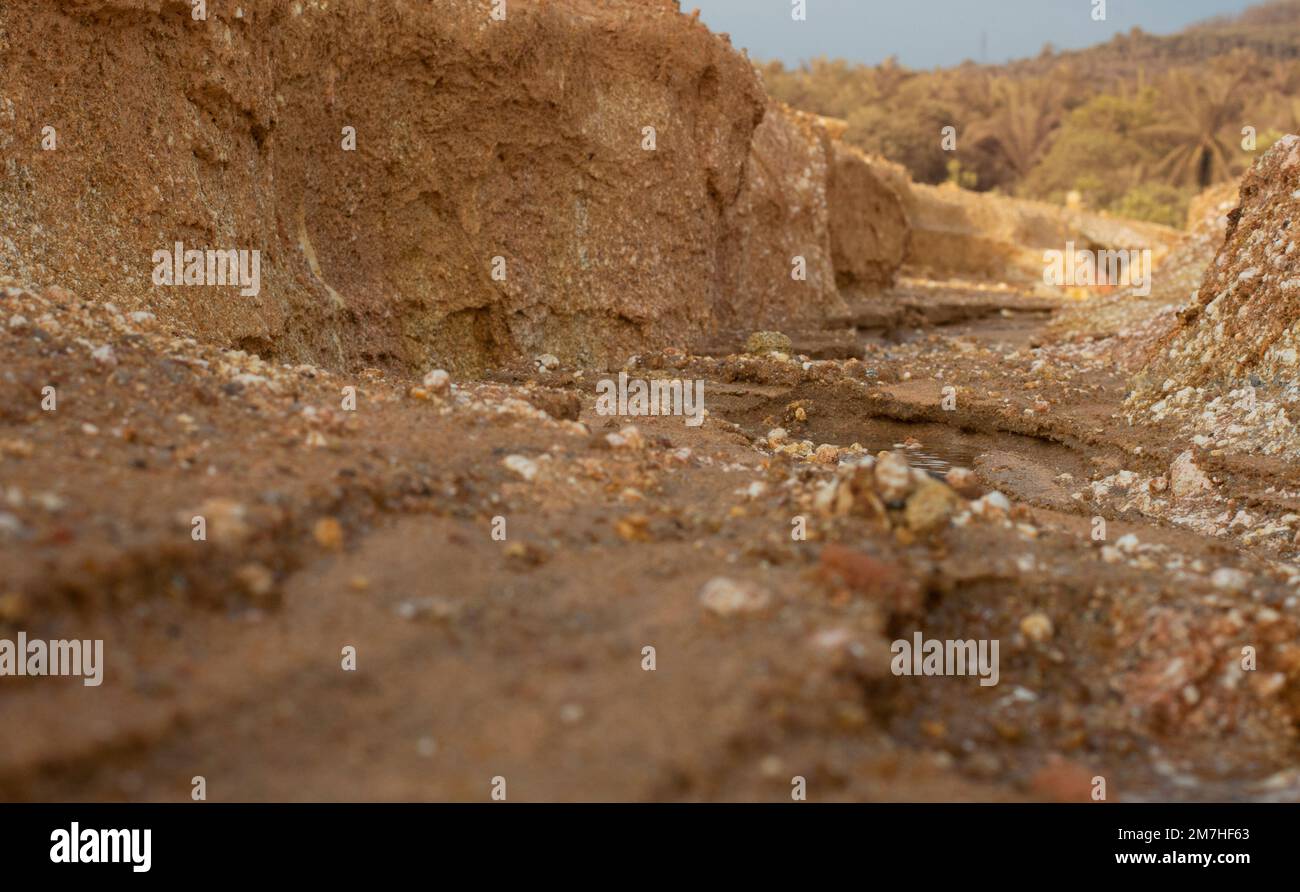 scene around the deserted land due to deforestation and earth mining ...