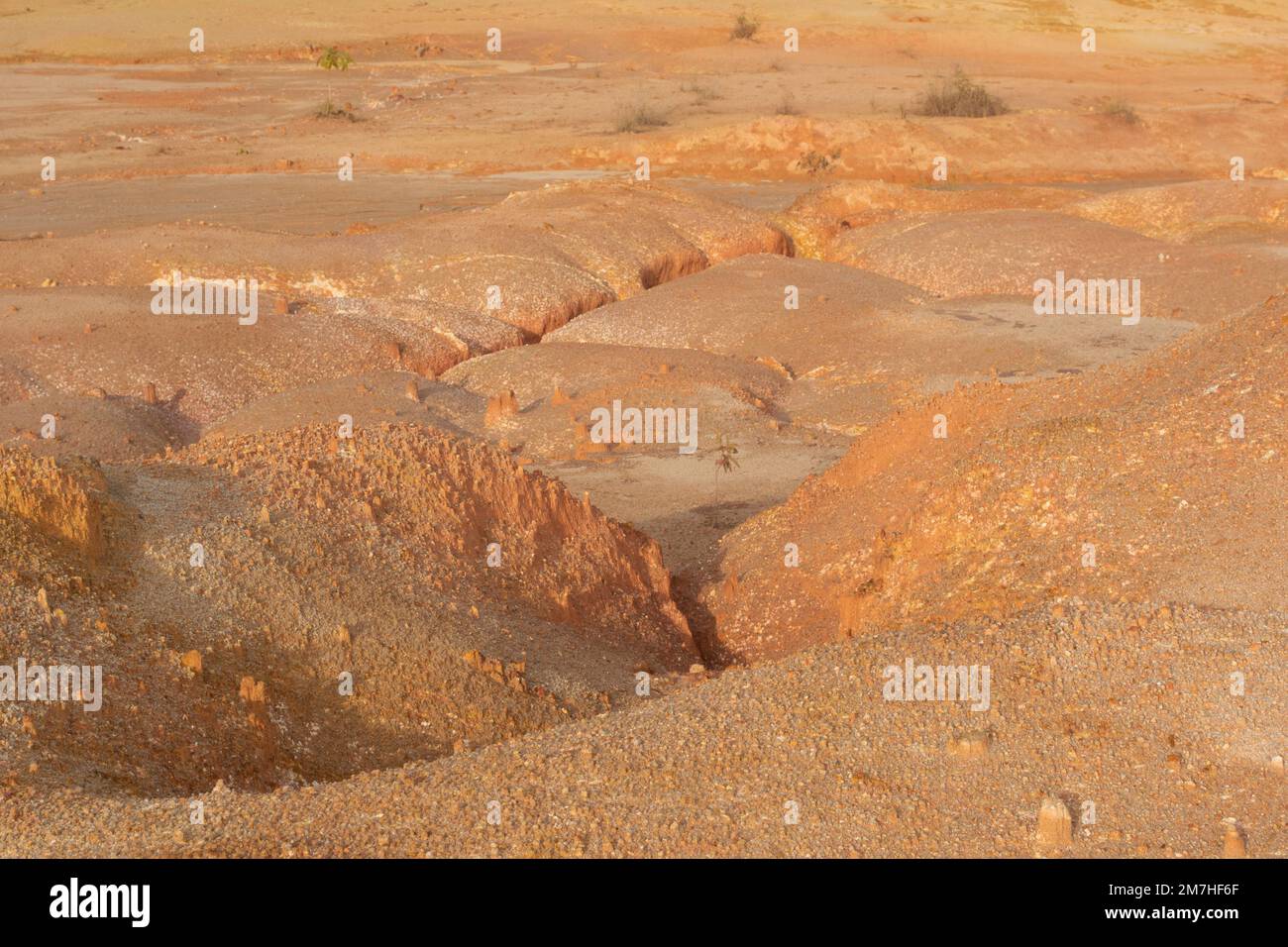 scene around the deserted land due to deforestation and earth mining ...