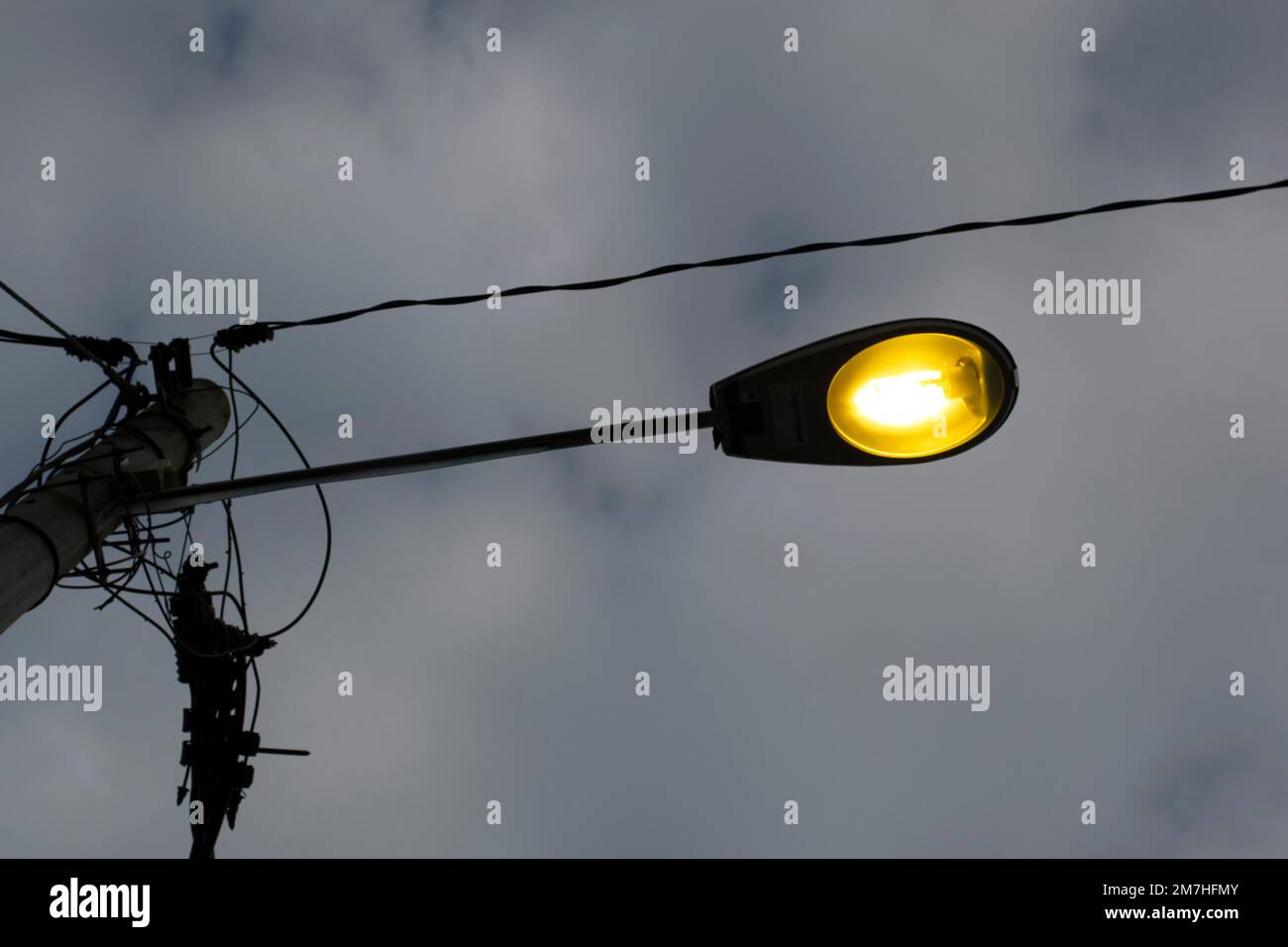 the residential lamp post illuminating the street Stock Photo - Alamy