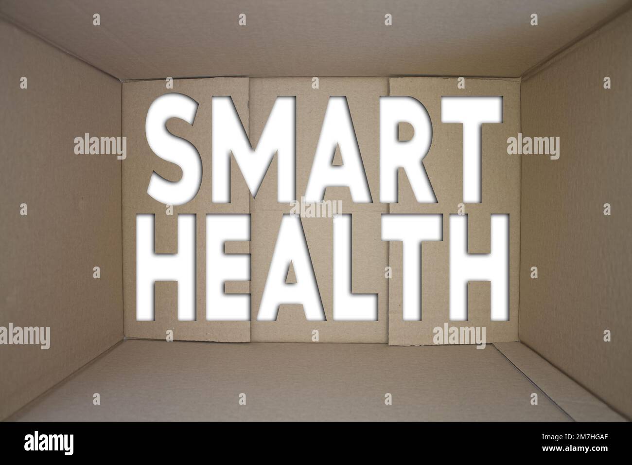 Smart Health word with cardboard box. Brown folded card box Stock Photo ...