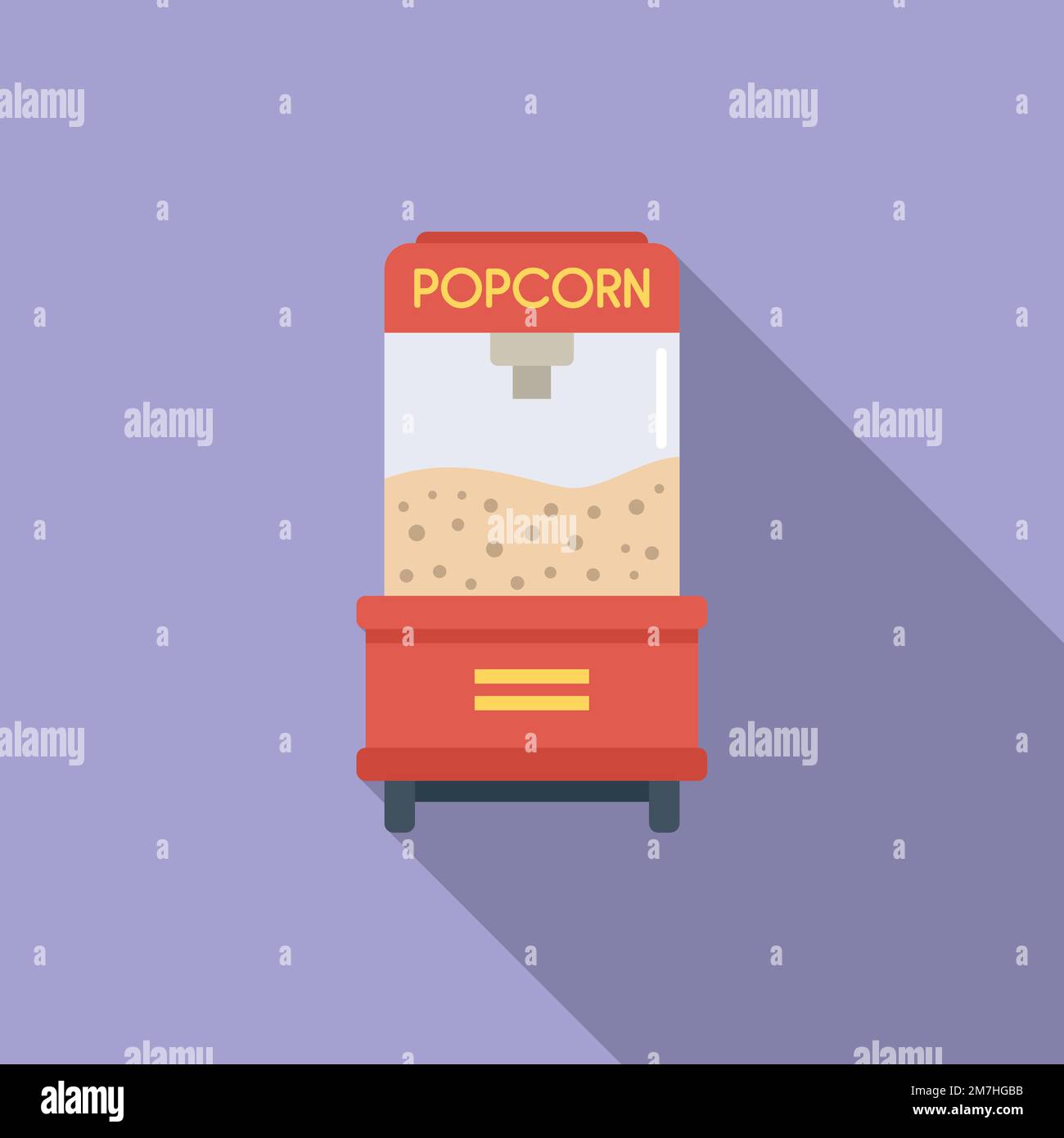 Popcorn machine icon flat vector. Corn food. Cart stand Stock Vector ...