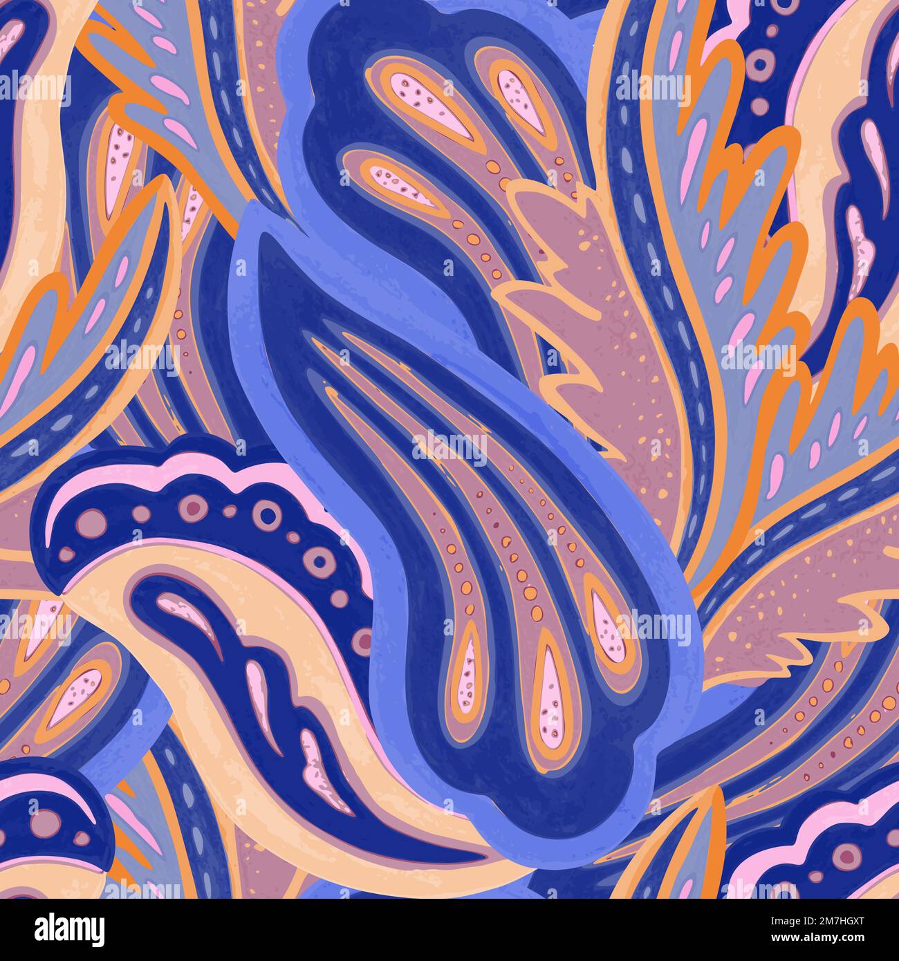 Psychedelic ornamental pattern. Hand drawn texture with floral and ...