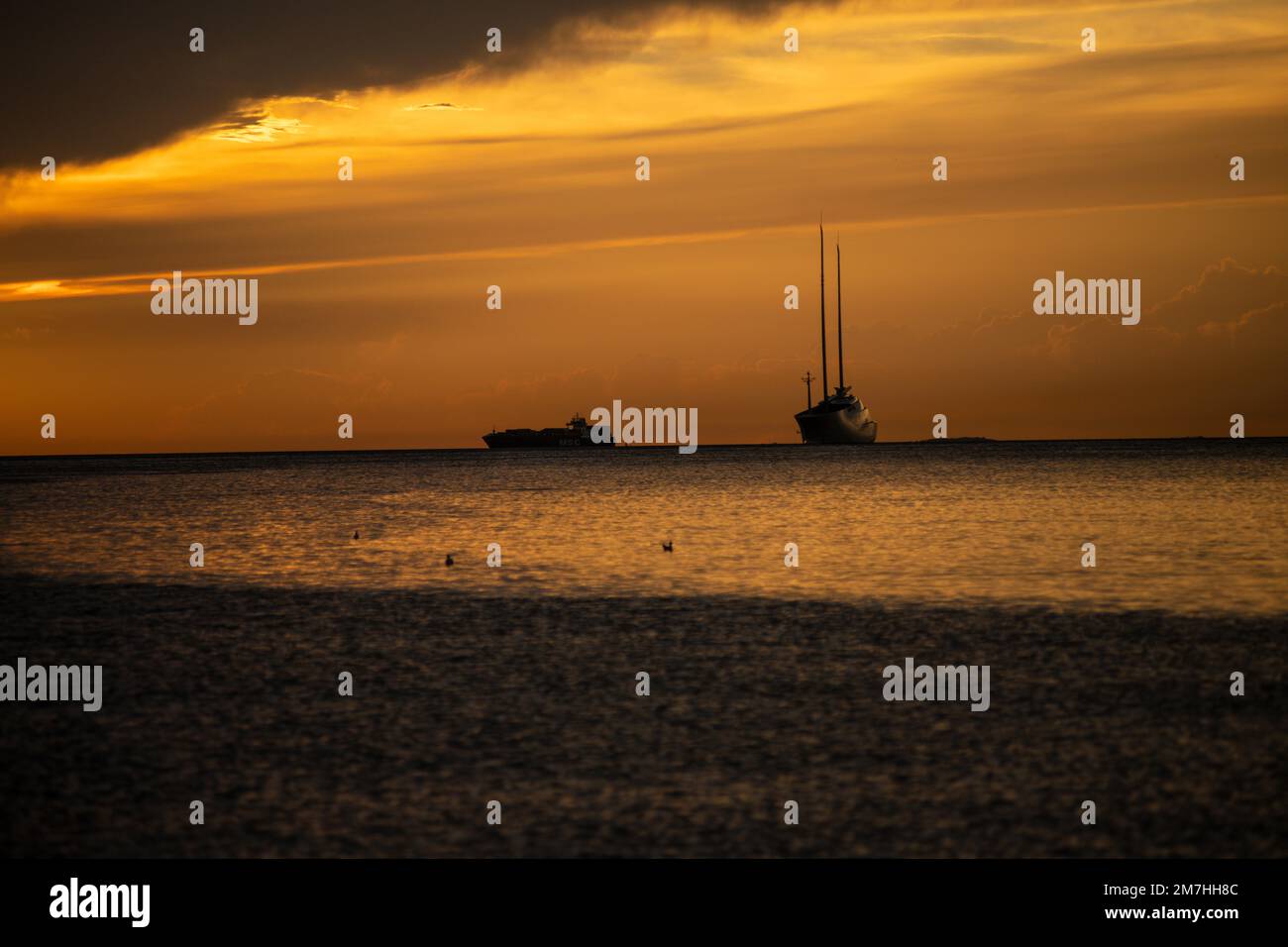 Sunset with ships in Trieste, Italy Stock Photo - Alamy