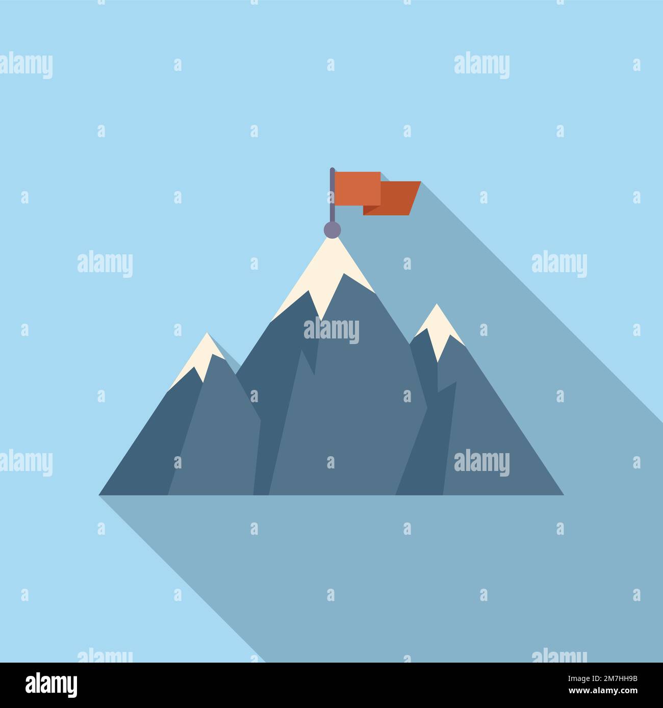 Target flag on mountain icon flat vector. Career climb. Business ...