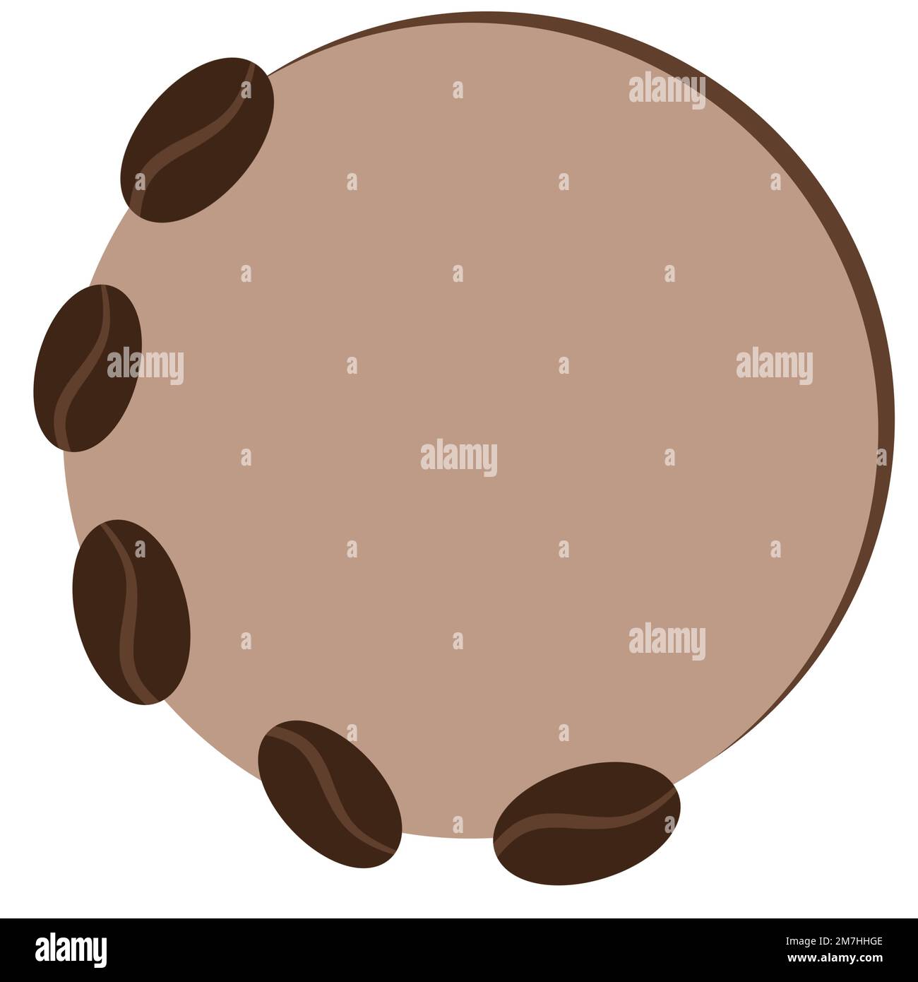 Hand drawn coffee round circle frame shape illustration with arabica ...