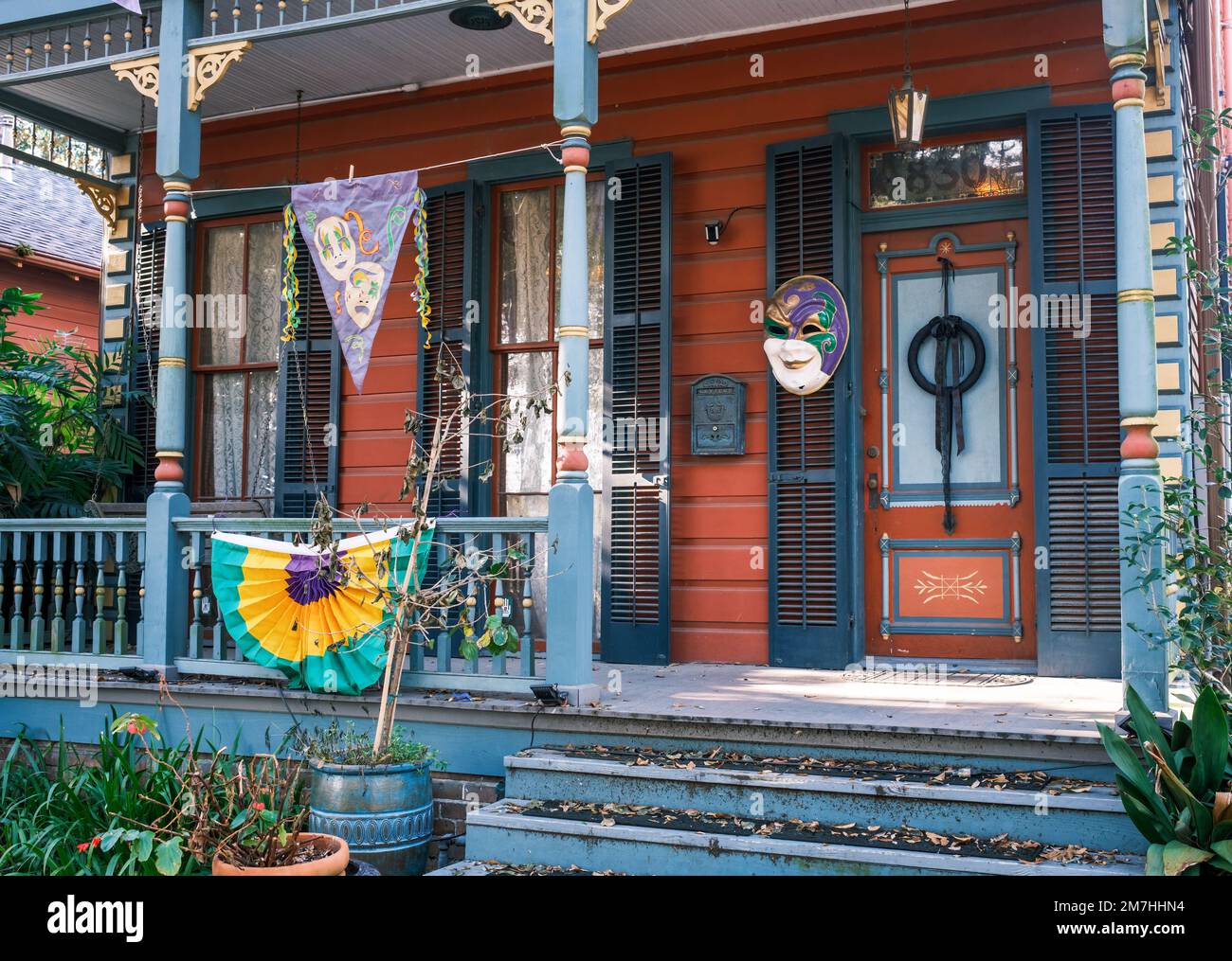 NEW ORLEANS, LA, USA - DECEMBER 9, 2022: Entrance to historic home at ...