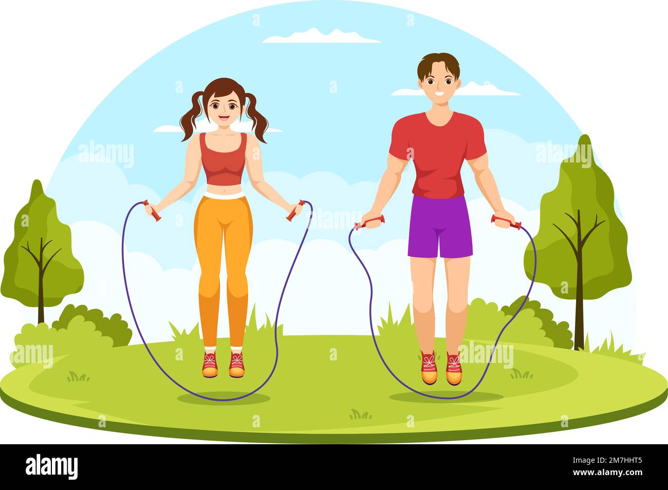 Jump Rope Illustration with People Playing Skipping Wear Sportswear in ...
