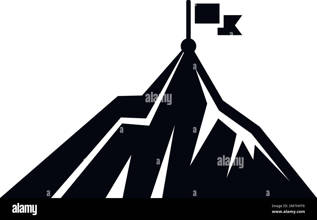 Flag on mountain icon simple vector. Top career. Peak concept Stock ...